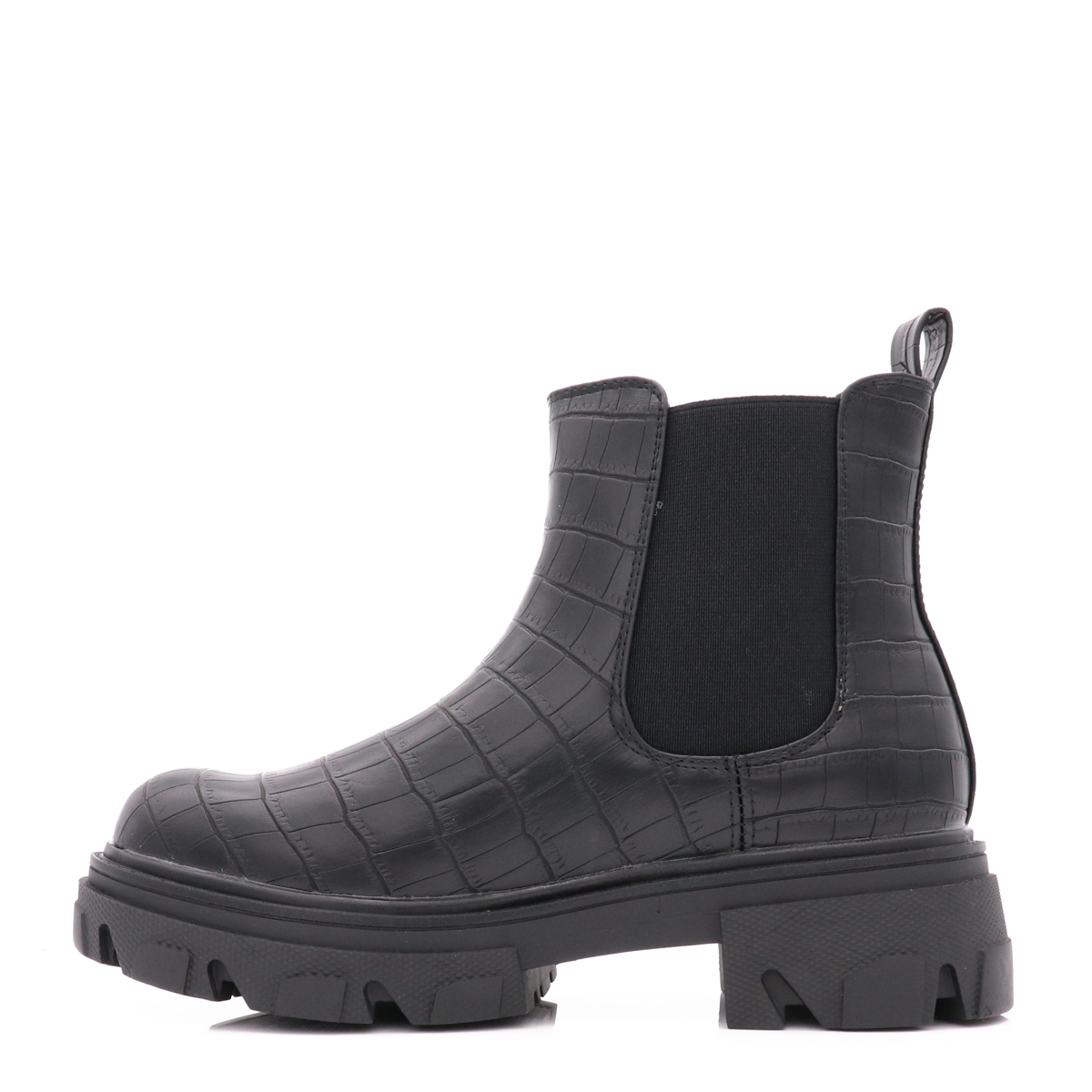 Croco Enkellaarsjes Met Chunky Zool, Zwart - Shoe Level - Nederland